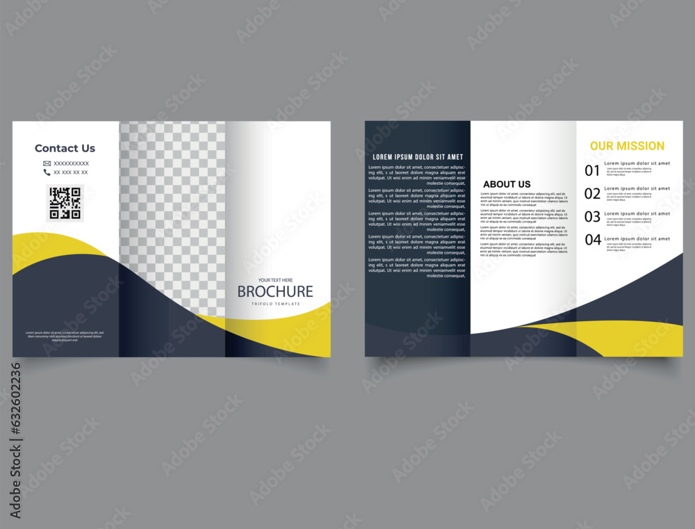 Tri fold brochure design with line shapes, corporate business template ...