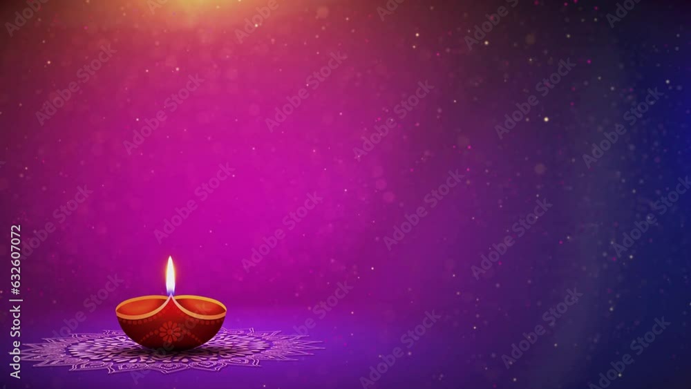 4K Diwali Background Burning floral diya on Diwali Holiday, Hindu ...