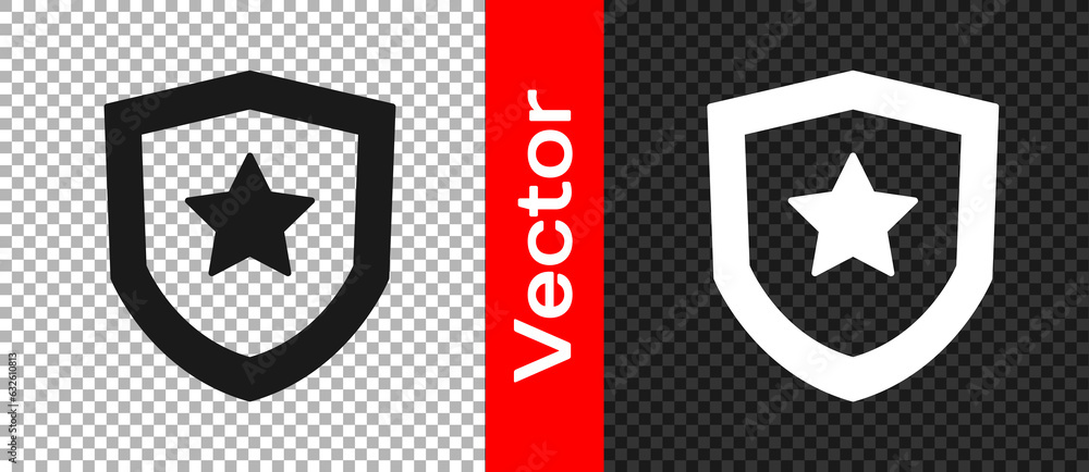 Black Police badge icon isolated on transparent background. Sheriff ...