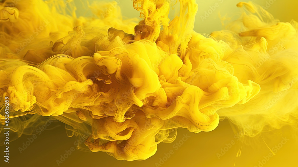 Yellow Color Liquid Ink Dense Smoky Abstract Misty Background AI ...