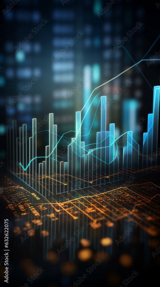 illustration of a market chart business data graph diagram, stock ...