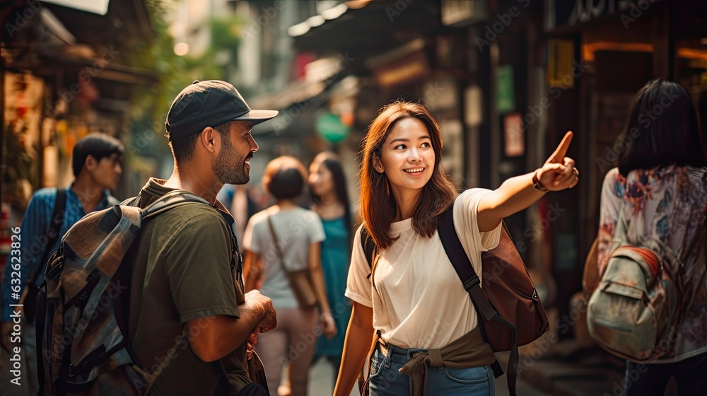 Lost in Siam: Young Female Tourist Asking for Directions and Help from ...