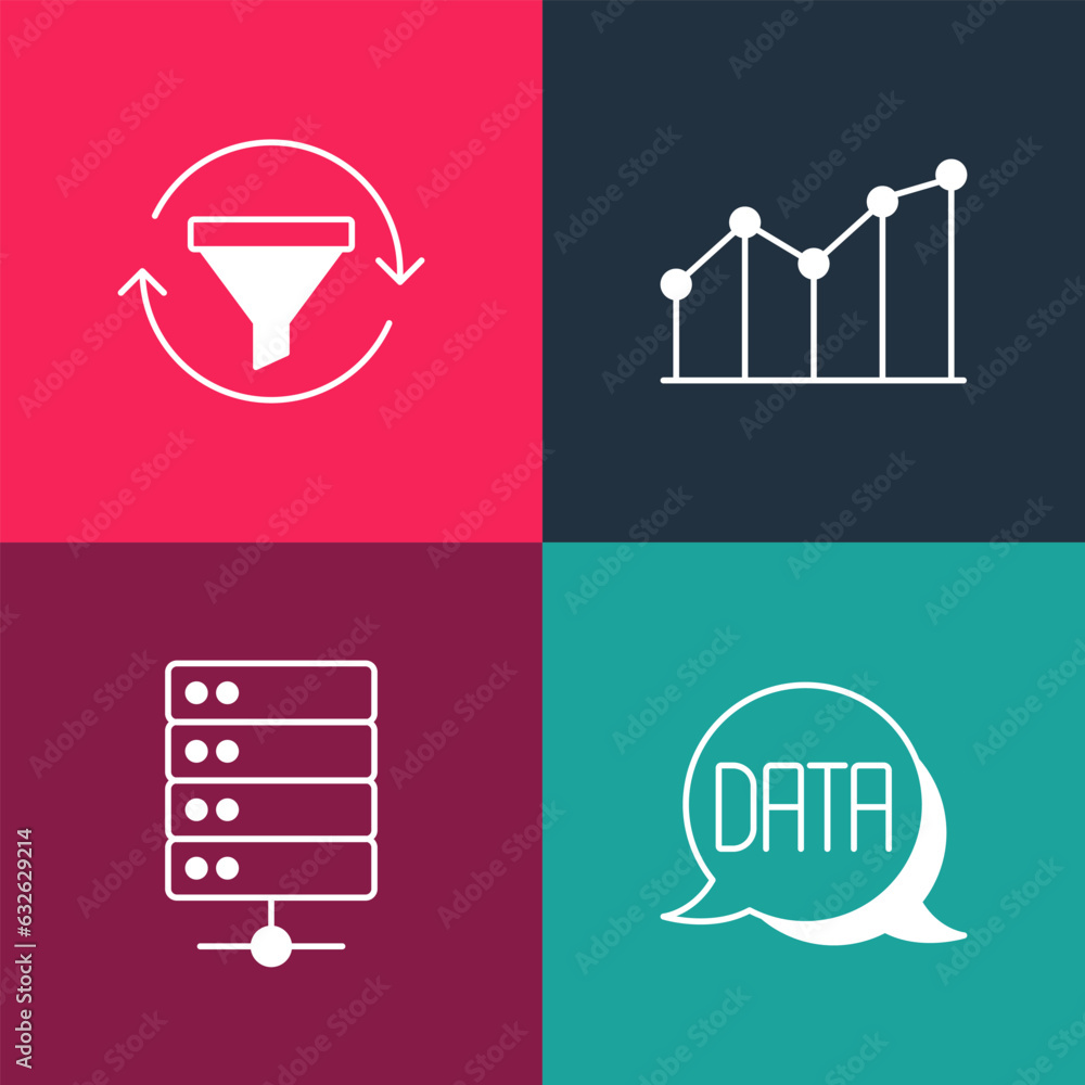 Set pop art Data analysis, Server, Pie chart infographic and Sales ... Set pop art Data analysis, Server, Pie chart infographic and Sales ...