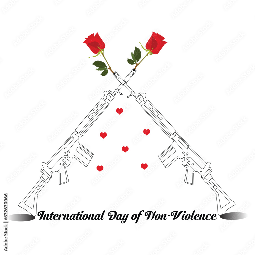 International Day of Non-Violence. Non Violence Concept with red rose ...