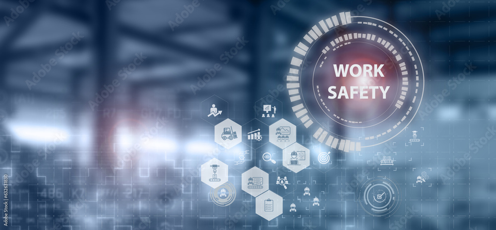 Workplace safety technology for zero accidents concept. Workplace ...