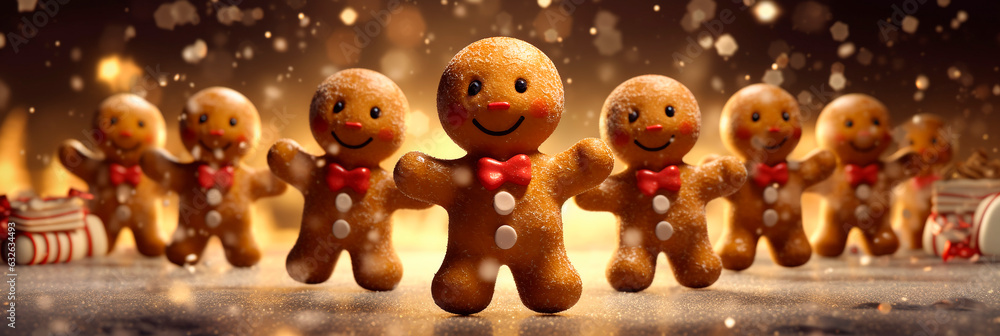 Banner with Gingerbread Men. Generative AI. Hilarious Gingerbread Human ...