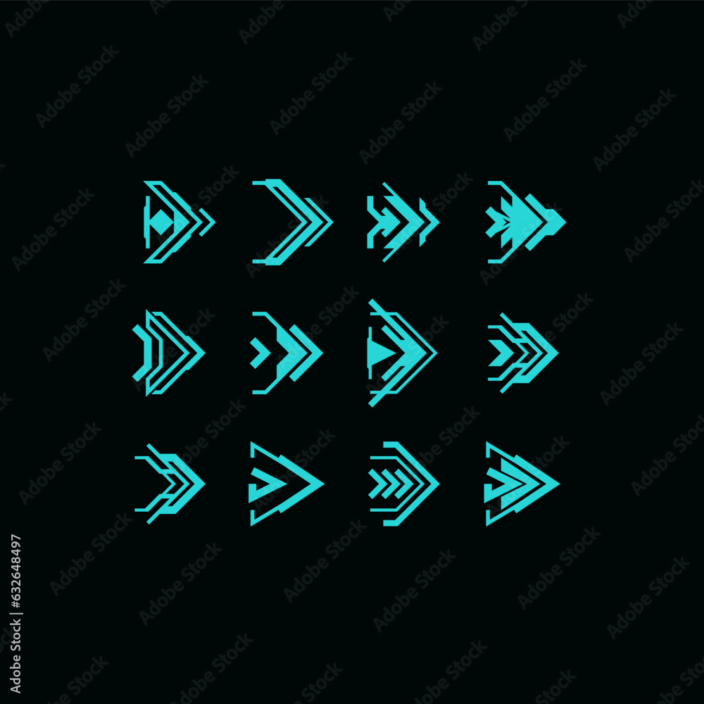 Futuristic arrow hud and navigation pointers. blue neon light arrow cursor, Stock Vector | Adobe ...