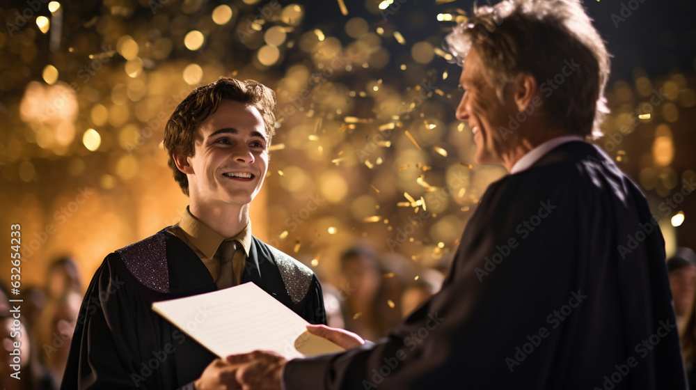 Capture the emotional moment as the student's mentor presents them with ...