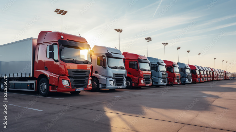 Truck stop on Rest area On the highway. Car parking lot. Created with ...