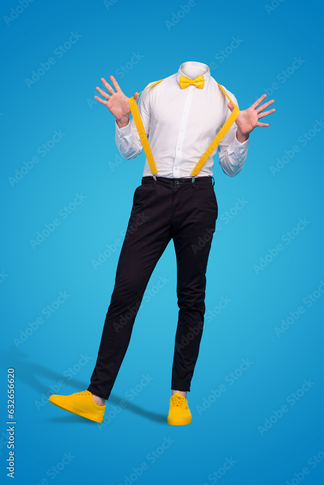 Collage 3d image of pinup pop retro sketch of gentleman headless ...