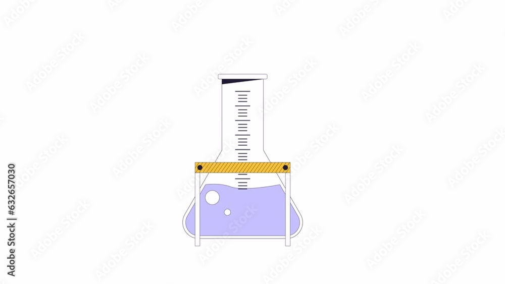 Lab flask with safety barrier fence line 2D object animation ...