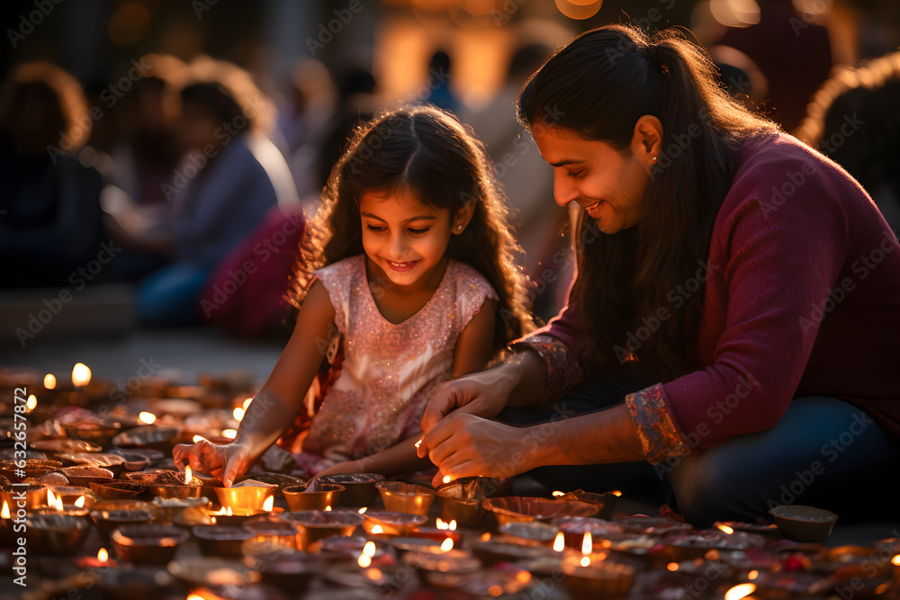 families Prayer Ceremonies for Diwali prayers and puja ai generated art ...