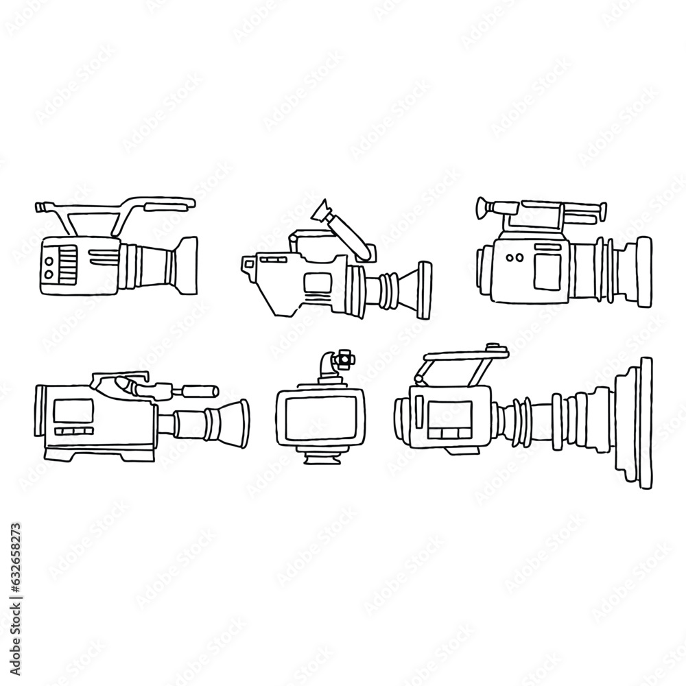camera hand drawn doodle illustrations vector set Stock Vector | Adobe ...