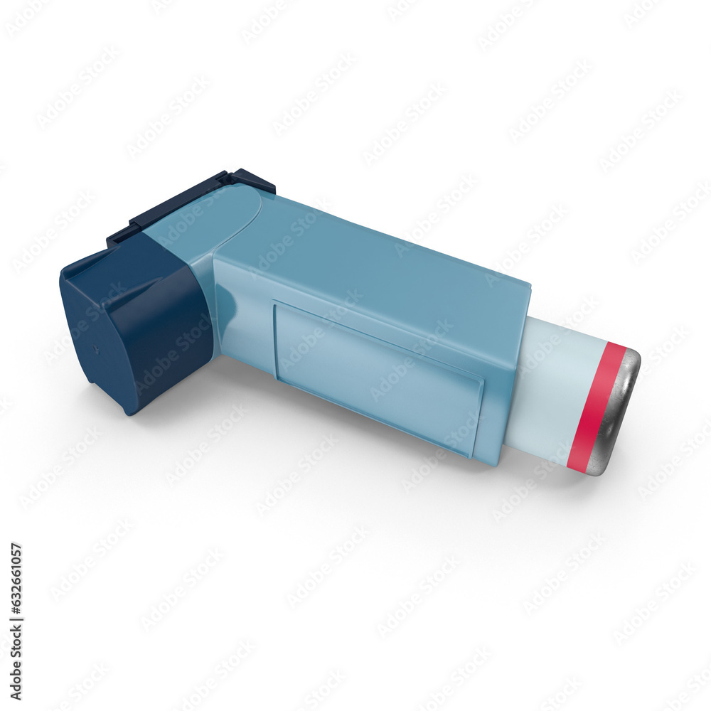 Light Blue Blank Inhaler With Metallic Element On Light Gray Background ...