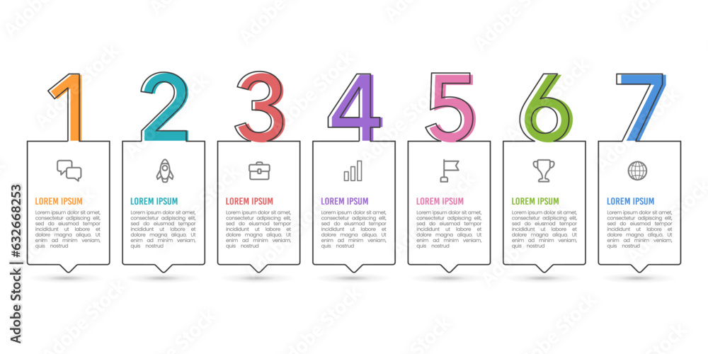 Business Infographic numbers template. Thin line message box design ...