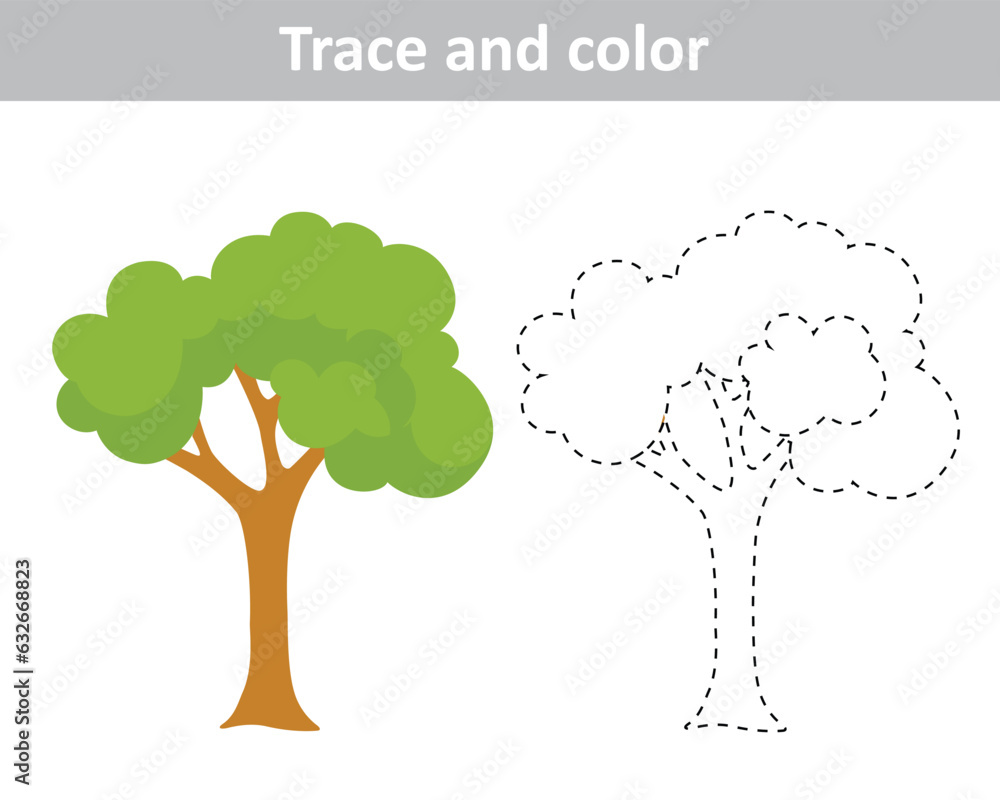 Poster Trace and color. Tree. Vector illustration – Wall Art | UkPosters