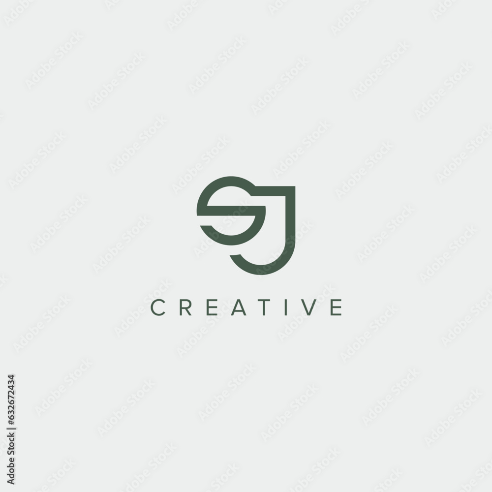 Modern unique letter SJ JS logo design template - vector. Stock Vector ...