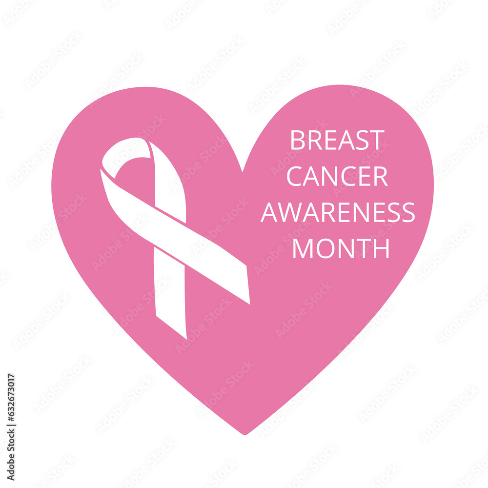 Cartel Con Un Lazo Rosa Y Un Corazón Vector Concepto Cáncer De Mama