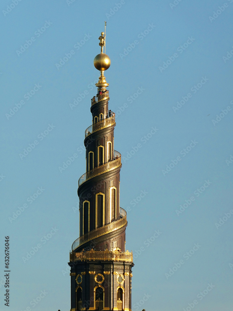 Copenhagen, Denmark: close up of the baroque golden spiral winding ...