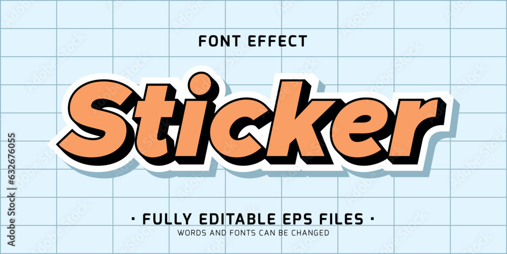 sticker text effect editable cool modern vector font effect Stock ...