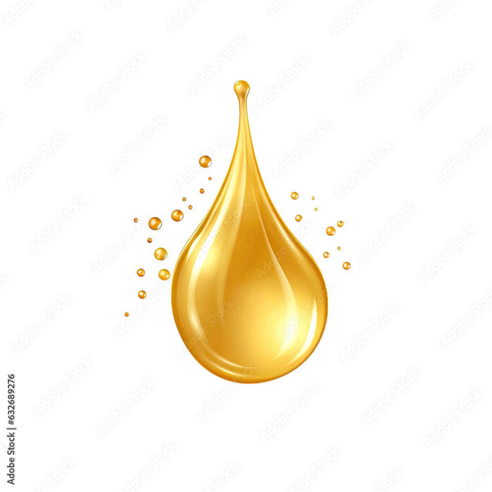 Gold serum drop on transparent background, realistic gel texture with ...