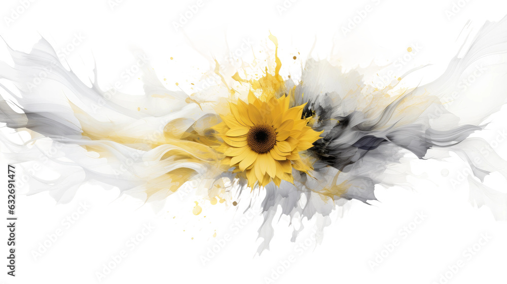 combining sunflower yellow and misty gray in an abstract futuristic ...