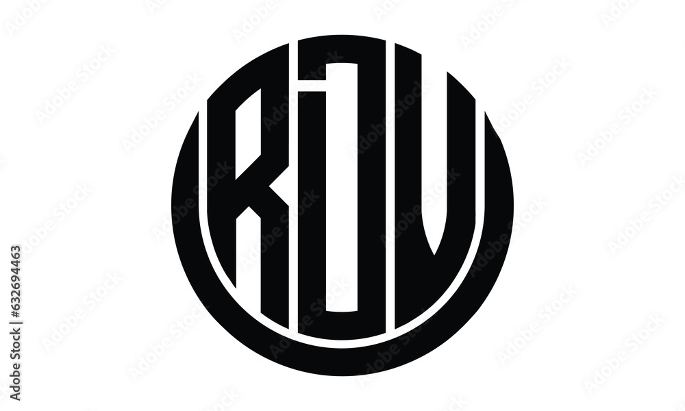 RDV shield in circle logo design vector template. lettermrk, wordmark ...