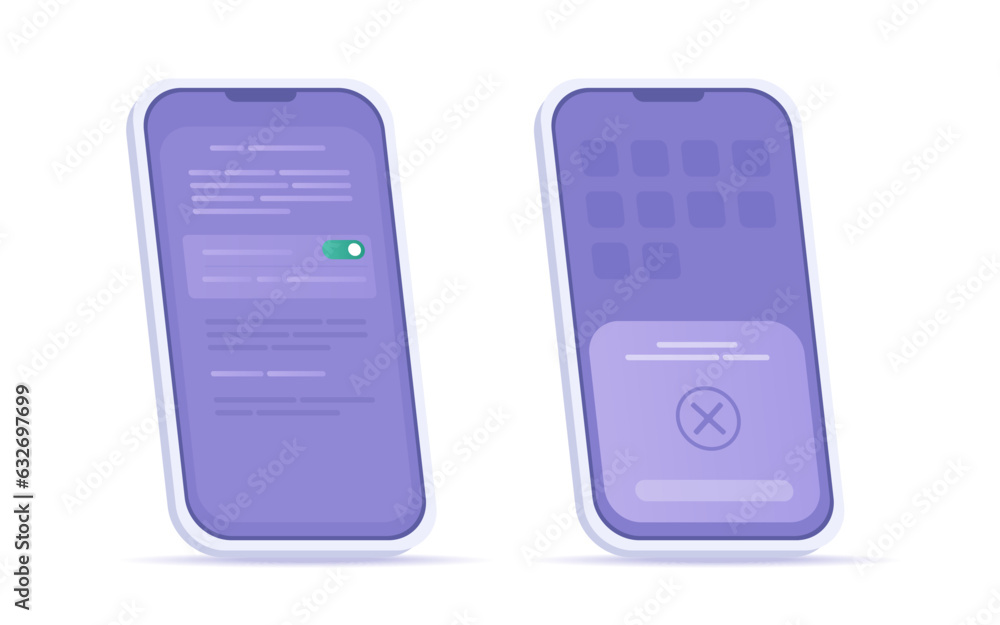 Isometric Smartphone Screen Flat Style. Interface mockup: Control Menu ...