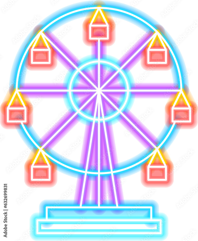 Ferris Wheel Neon Sign. PNG Illustration of Entertainment Festival ...