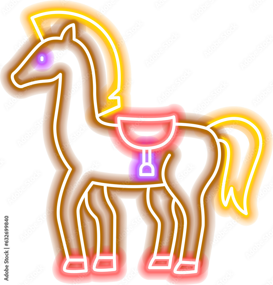 Horse with Saddle Neon Sign. png Illustration of Entertainment Festival ...