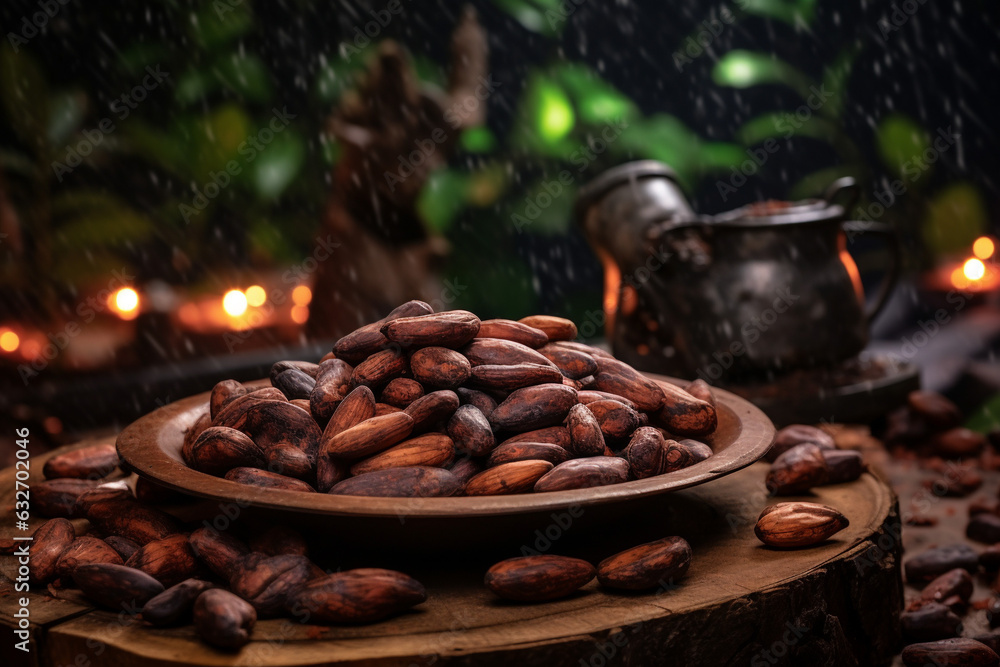 fruit of the cocoa tree. cocoa beans. chocolate. banner. beautiful ...