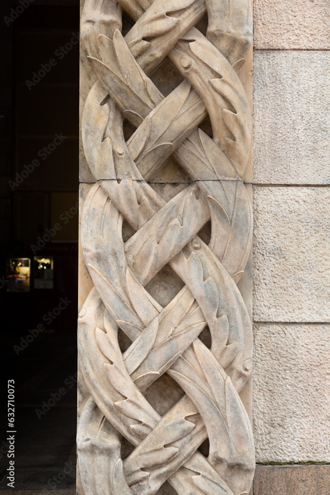 Detail from the ornaments on an Italian building built during the ...