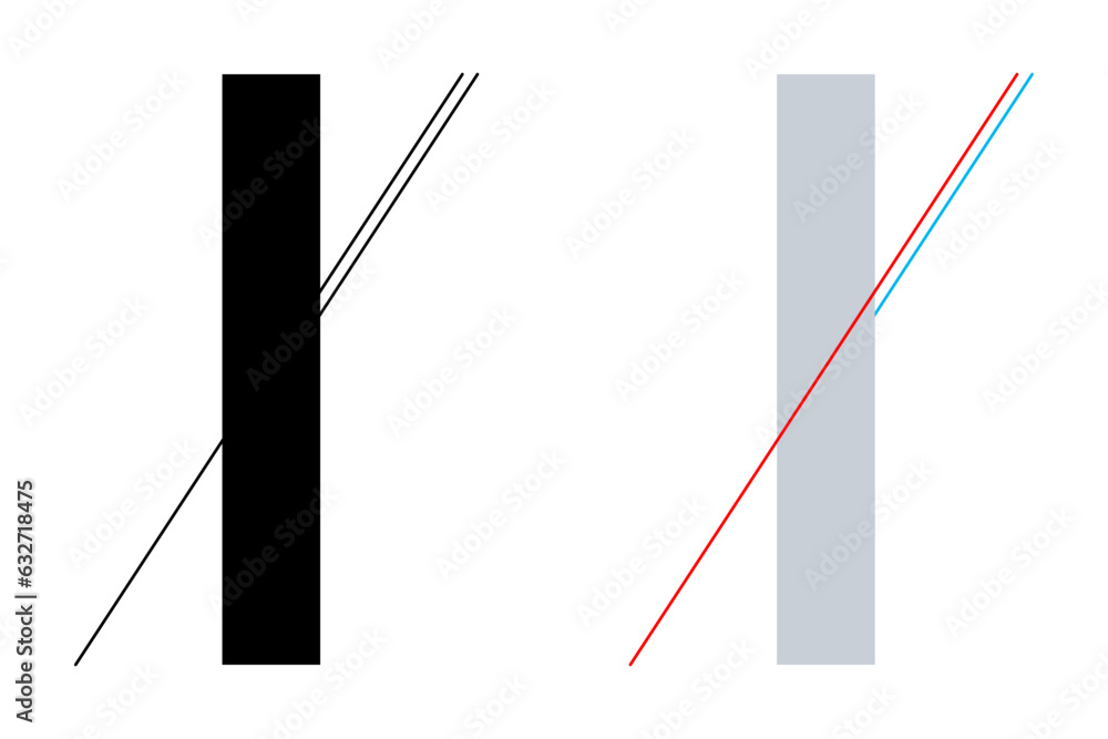 Poggendorff geometrical optical illusion. The continuation of the thin ...