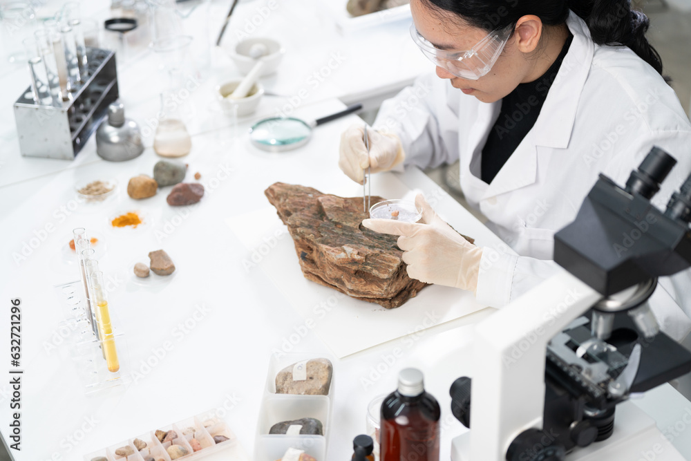 Geology science laboratory research concept, sample test analysis of ...