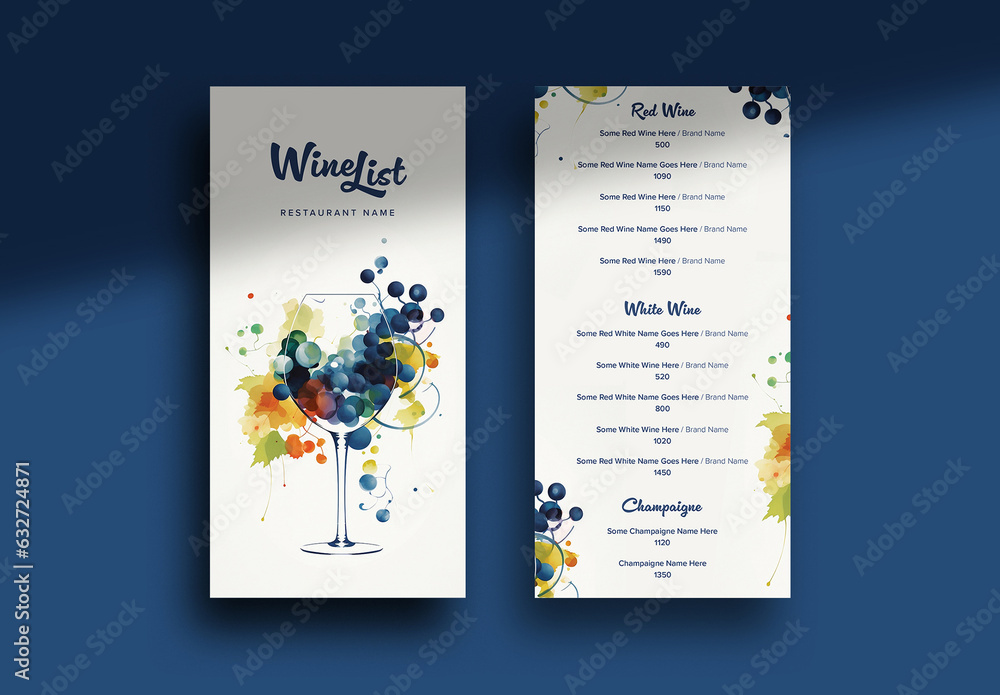 Modern Wine List Layout with Generative AI Stock Template | Adobe Stock