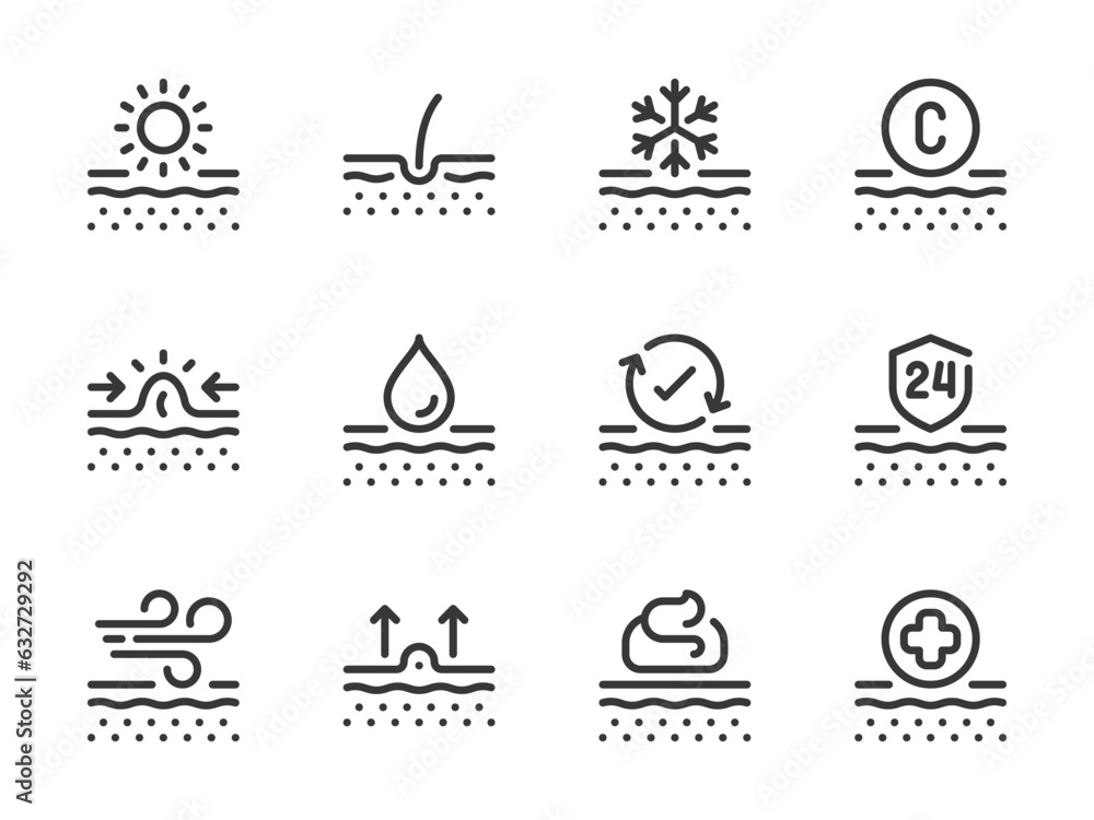 Skin care and Beauty vector line icons. Skin problems and Treatment ...