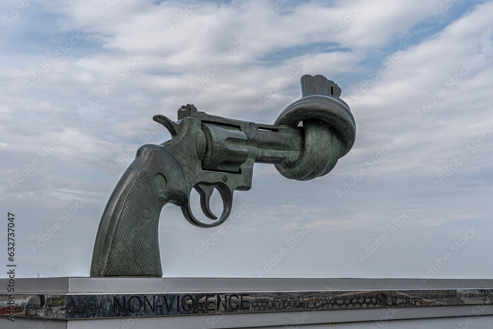 A large sculpture in Zaitunay Bay Beirut of a Colt Python 357 Magnum ...