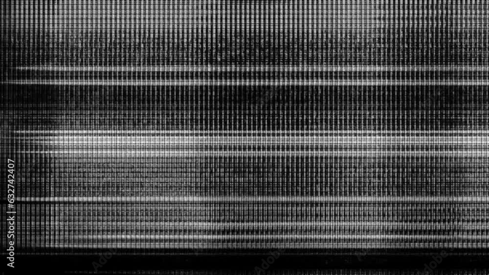 Monochrome digital error animation in black and grey background with ...