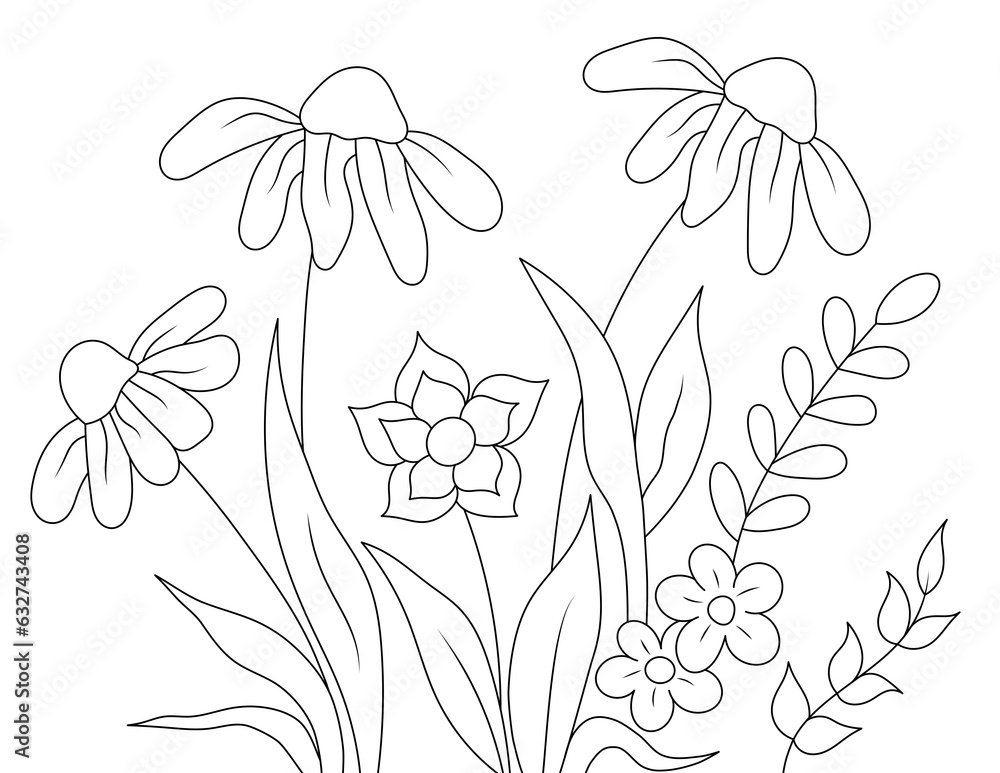 simple flowers coloring page for adults. you can print it on 8.5x11 ...