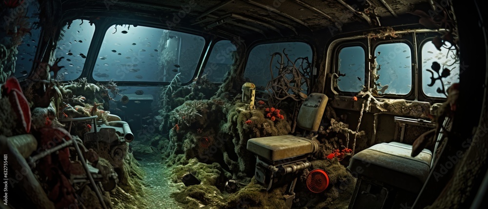 Beautiful Interior Design of a Ship Wreck Underwater on the Floor of ...