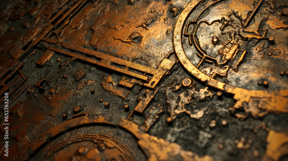 Clockwork Fractal Design: A Golden and Grungy Pattern of Circles and ...