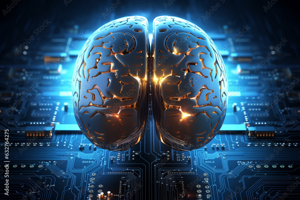 human brain and artificial intelligence concept, big data processing ...