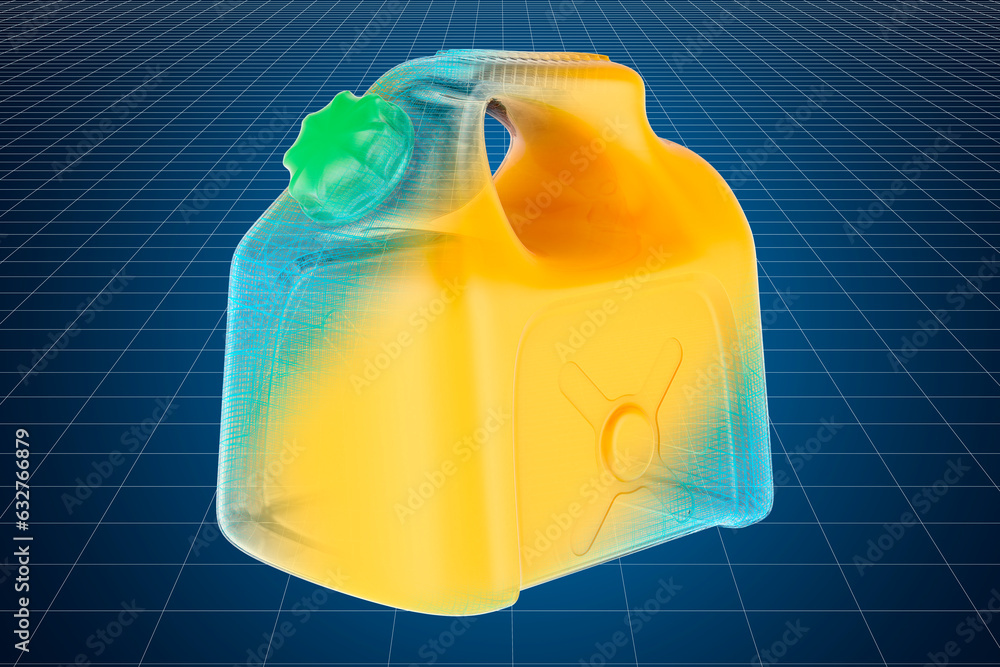 Visualization 3d cad model of plastic jerrycan, 3D rendering Stock ...