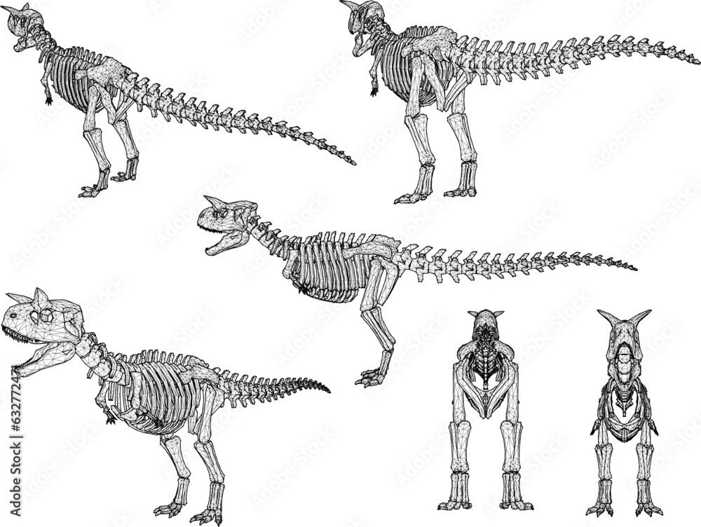 Sketch vector illustration of the skeletal structure of a prehistoric t ...