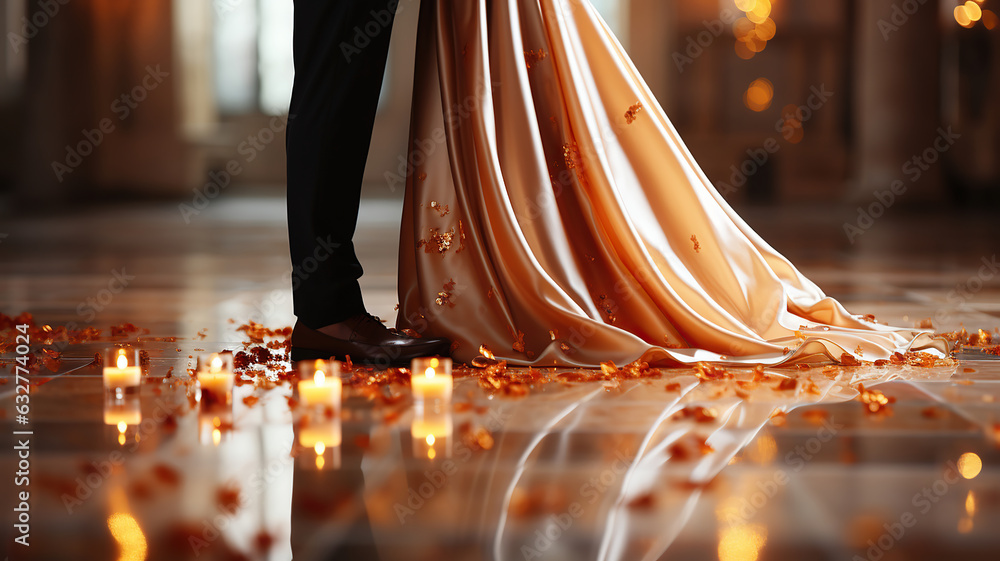 Standing on the floor, the married couple's feet are side by side Stock ...