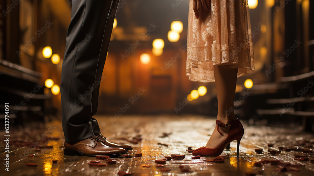 Standing on the floor, the married couple's feet are side by side Stock ...