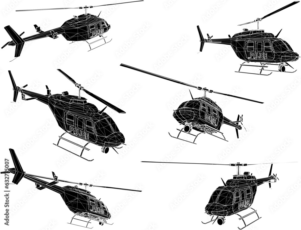 Vector sketch illustration of a police helicopter design for air patrol ...