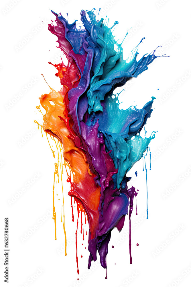 colorful cascading melted liquid rainbow crayons splash frozen in an ...