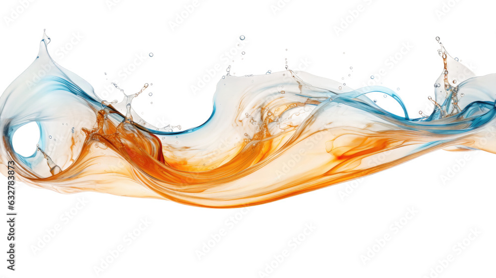 swirling gold and liquid topaz blue splash frozen in an abstract ...