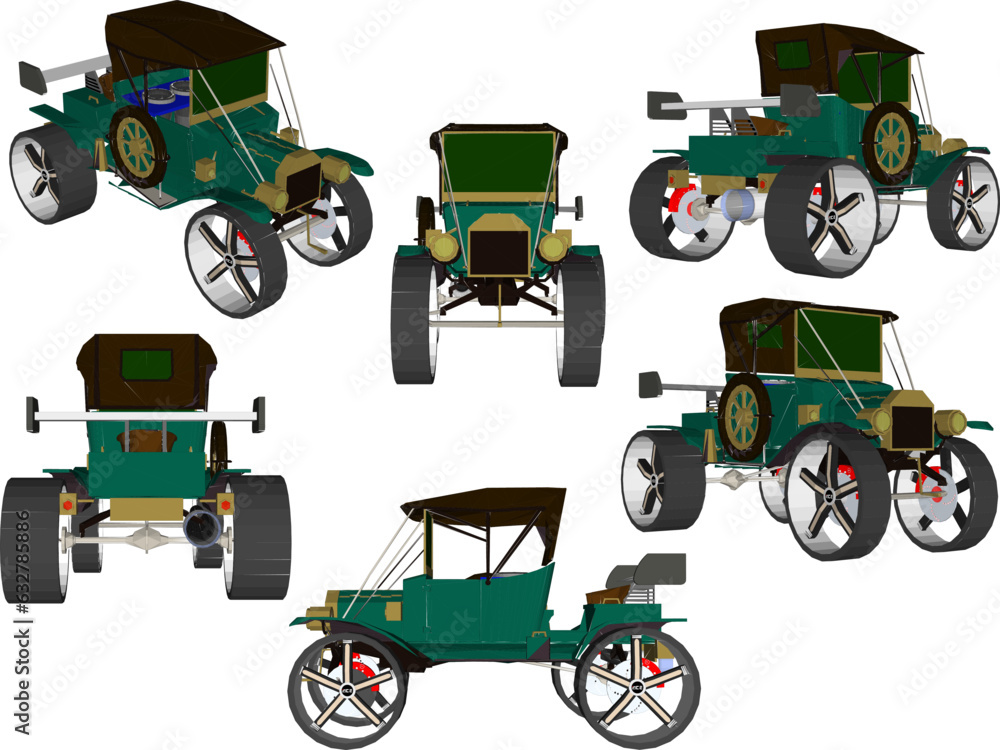 Vector sketch illustration of vintage classic old car design for the ...